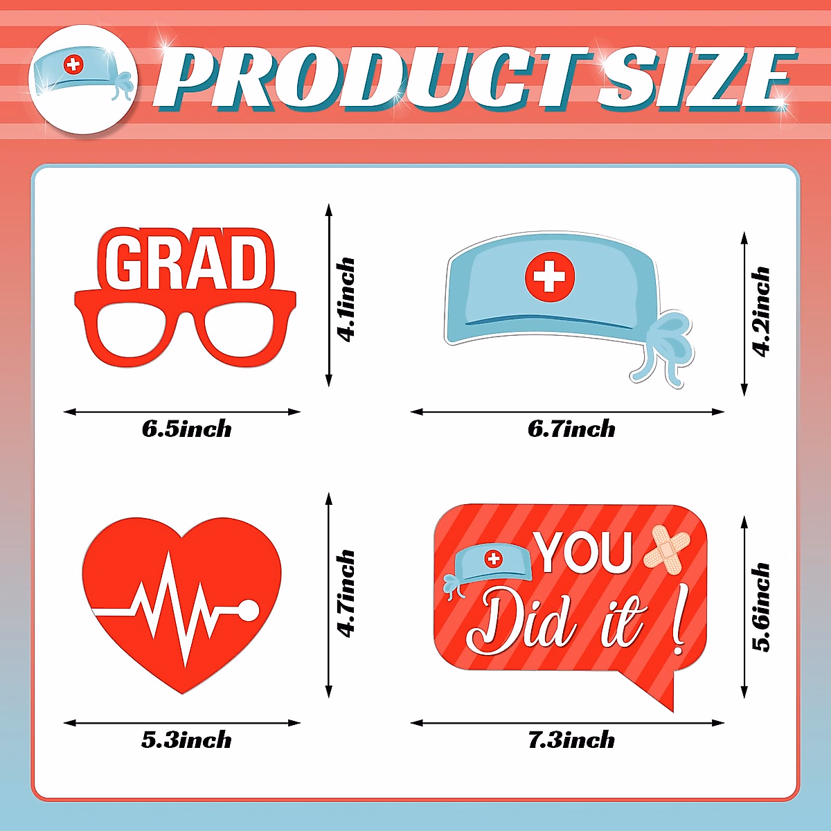 Maicaiffe Medical Graduation Party Photo Booth Props - 30 Pcs Congrats Doctor Nurse Selfie Props Favors Supplies - Nursing School Graduation Party Centerpiece Sticks - RN Graduation Party Decorations