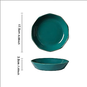 ESTELAR Dinner Plates Set Nordic Light Luxury Ceramic Plate Dish Plate Home Tableware Set Dark Green Gold Edge Plate Creative Dessert Plate Kitchen Salad Bowl (Color : 7inch, Size : 4pcs)