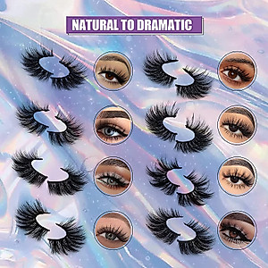 Mink Lashes Faux False Eyelashes Dramatic Natural Look 8 Styles Fake Eyelashes Pack 18-22MM Thick Crossed Fluffy Volume Reusable Eyelashes 3D Multi-layered Cat Eye&Round Shape by Boahankuke