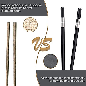 Crownyard -10 Pairs Fiberglass Chopsticks,Reusable Chop sticks Dishwasher Safe, Non-slip, 9 1/2 inch (Simple Silver)