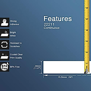 BETCKEY - Compatible Continuous Film Labels Replacement for Brother DK-2211 (1.1 in x 50 ft), Use with Brother QL Label Printers [1 Roll]