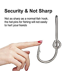 4 PCS Hat Clip Hats Pins Fish Hook Hooks Custom Hook Set High Carbon Steel, Silver, Black