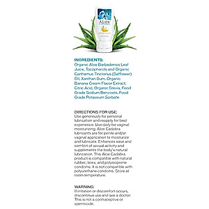 Aloe Cadabra Flavored Personal Lubricant and Vaginal Moisturizer, Organic Edible Aloe Lube for Men, Women, and Couples, Non-Staining, pH Balanced, Toy Compatible (Banana Cream, 2.5 Ounces, 1 Pack)