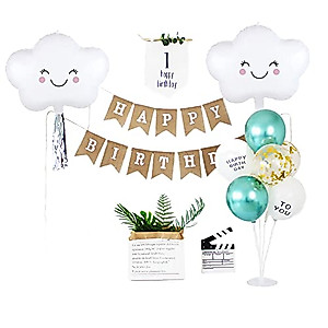 12pcs White Cloud Balloons 18 Inch Mylar Foil Cloud Balloons for Baby Shower Birthday Wedding Party Supplies