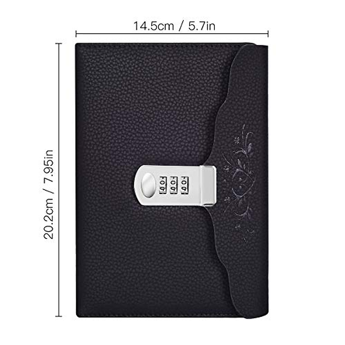 ARRLSDB Lock Diary Leather Journal Writing Notebook Planner Organizer Digital Password Notebook Locking Personal Diary (Black)
