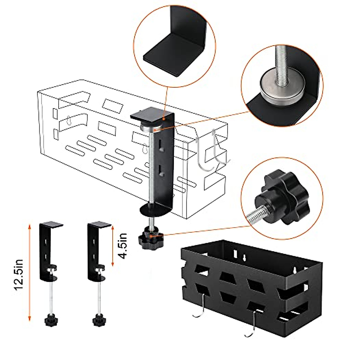 Griddle Caddy for 28" 36" Blackstone Griddle, DEWVIE No Drilling Removable Grill Caddy BBQ Accessories Space Saving Storage Box Organizer