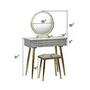 KJNS Makeup Vanity Set Dressing Table Touch Screen Mirror Stool 3 Lights Vanity Desk Makeup Vanity Side Tables Bedroom Vanity Table Portable Desk Vanity Set