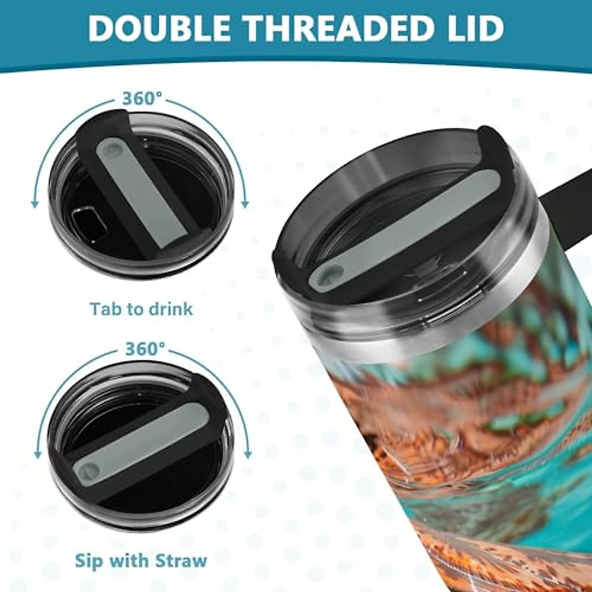 FRCSDIY Underwater Turtle Insulated Tumbler with Handle and Straw Lid,30oz Leakproof Stainless Steel Cup BPA-Free Water Bottle