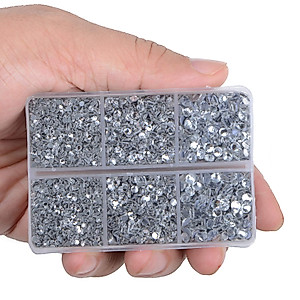 LPBeads 6400 Pieces Hotfix Rhinestones Clear Flat Back 5 Mixed Sizes Crystal Round Glass Gems with Tweezers and Picking Rhinestones Pen