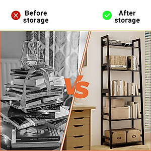 PPN Bookshelf - 5-Tier Tall Bookcase - Ladder Shelf for Bedroom/Living Room/Home Office - Black