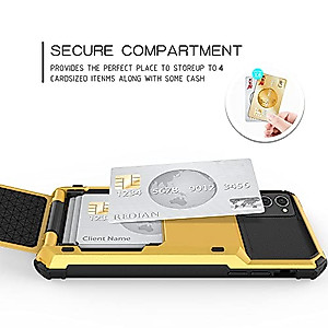 Galaxy Note 10 Plus Wallet Case Card Holder ID Slot Scratch Resistant Dual Layer Protective Bumper Rugged TPU Rubber Armor Hard Shell Cover Phone Cases for Samsung Galaxy Note 10 Plus,Yellow
