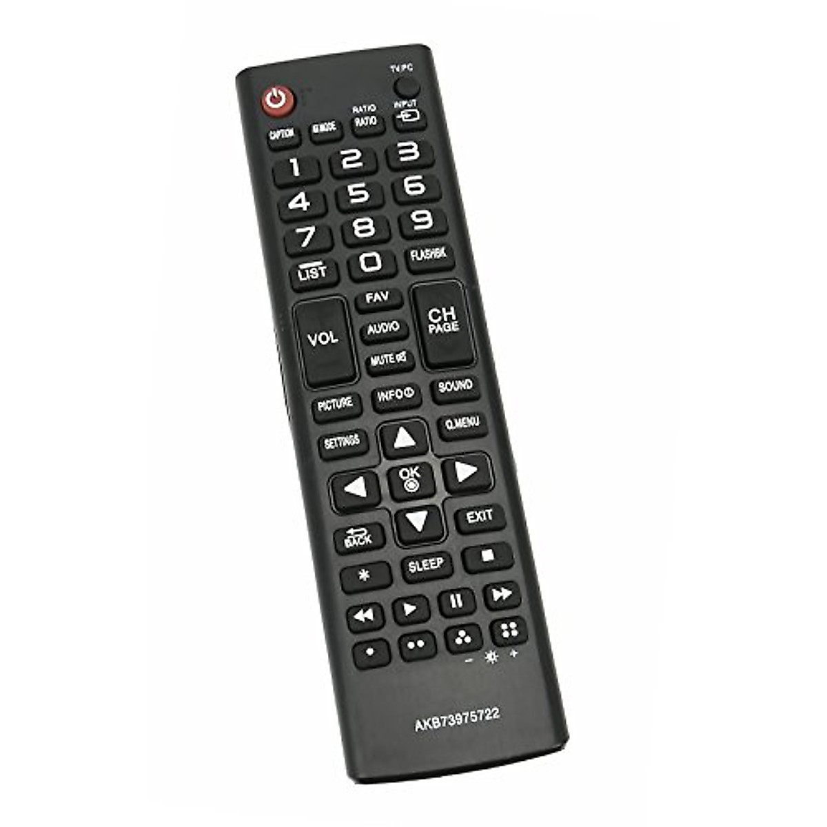 AKB73975722 TV Remote Control Replacement fit for LG LED HDTV 22LB4510 22LH4530 24LF4520 29LB4510 28LF4520 28LF4520WU 28LF4520-WU 24LB4510-PU 24LB451B 24LB451B-PU 24LF4520-WU 24LF452B 24LH4530-PU