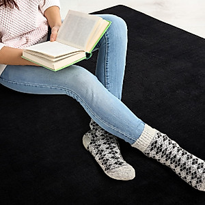 Andecor Soft Area Rug, 4x6 Black Washable Rugs for Living Room Bedroom, Indoor Fluffy Carpets for Dorm Boys Girls Kids Room Nursery Home Decorations