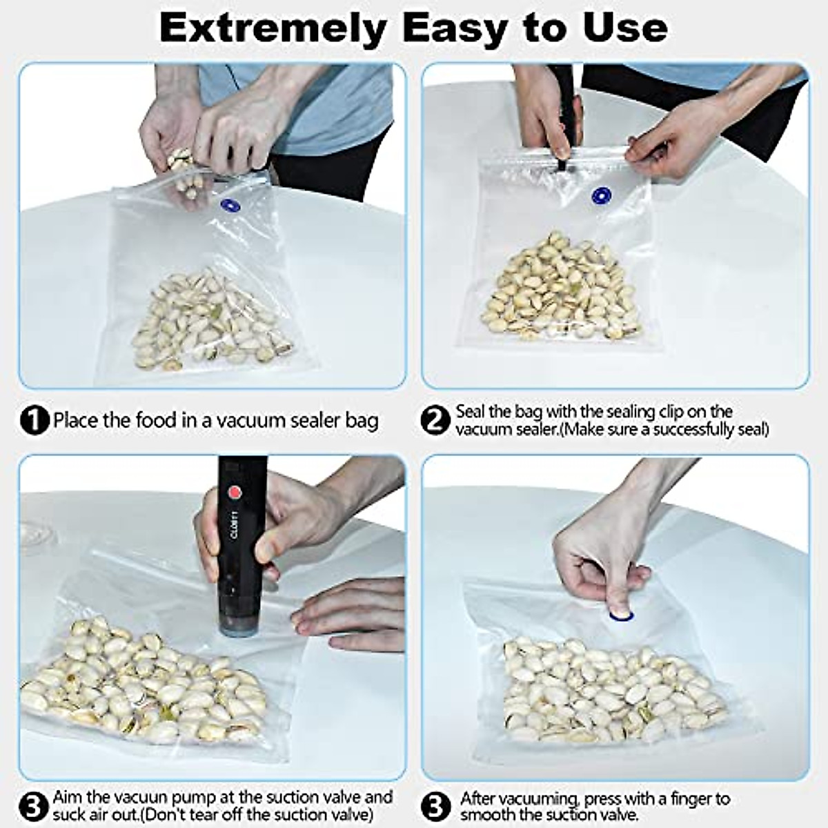 Handheld Vacuum Sealer for Food, Upgrade Rechargeable Mini Automatic Food Vacuum Sealer Machine with 12Pcs Reusable Sous Vide Bags for Fresh & Save