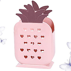 Kichvoe Kitchen Utensils Holder Pineapple Shaped Silverware Organizer Plastic Chopsticks Caddy Coffee Bar Countertop Organizer Spoon Chopsticks Cup with Drain Hole - Pink