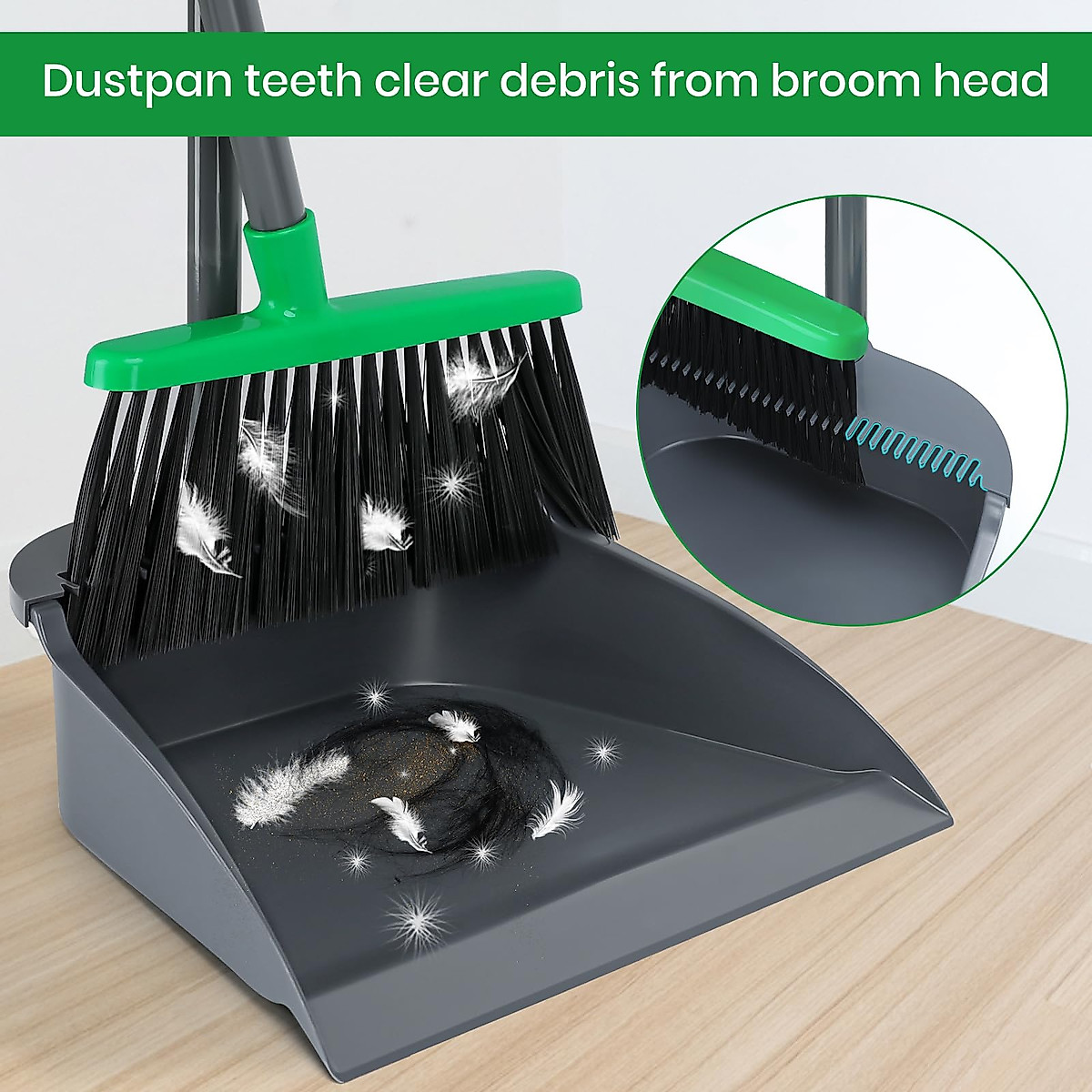 Broom with Dustpan Combo Set for Kitchen Office Lobby Floor Cleaning