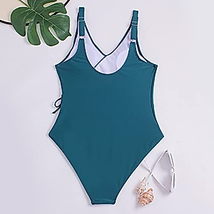 DUOWEI Bikini Woman Flower Swimsuit for Women Bathing Suit V Neck Backless Solid Metal Ring Decoration Swimwear Boxing Short