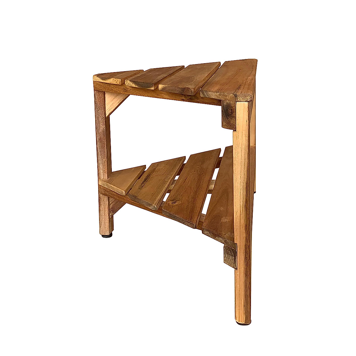 Zen 28" Acacia Shower Stool, Shower Bench, Corner Bench, Shower Foot Rest, Corner Shower Bench with Shelf, Shower Seats and Benches, Corner Shower Stool for Inside Shower, Corner Shower Stool