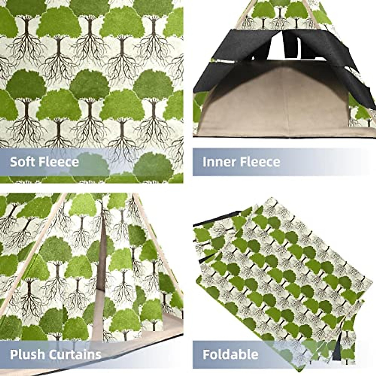 Y-DSIWX Guinea Pig Hideout Cozy Hamster House Cave for Bunny Chinchilla Hedgehog Small Animal Tree with Roots Seamless Pattern