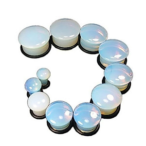 Organic Opal / Opalite Stone O-ring Gauges / plugs / Tunnels 2 Pieces (1 Pair) (A/2/2/28) (9mm)