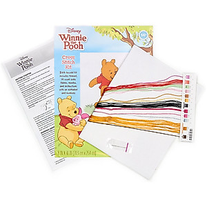 Dimensions 70-35357 Disney Winnie The Pooh Birth Record Counted Cross Stitch Kit, Winnie The Pooh Cross Stitch, 8" x 10"