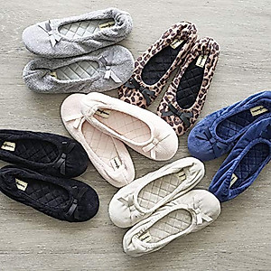 Dearfoams womens Layla Ballerina Slipper, Black, Large US