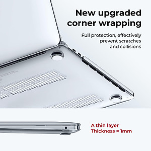 EooCoo Compatible with 2023 2022 M2 MacBook Pro 13 inch Case 2021-2016 Release M1 A2338 A2289 A2251 A2159 A1989 A1706 A1708 Protective Hard Case with Keyboard Cover, Screen Protector - Crystal Clear