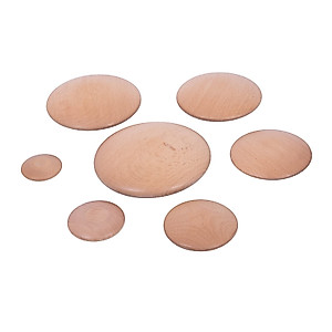 TickiT Natural Buttons - Set of 7 - Wooden Stacking Stones for Babies and Toddlers Aged 0+ - Natural Toy for Early Development and Open-Ended Play
