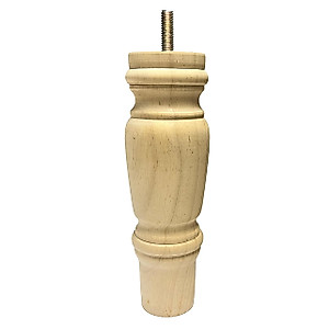 Elegent Upholstery 7" Inch Height Unfinished Turned Round Furniture Wood Legs - Set of 4