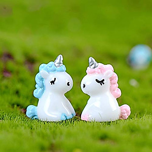 Exasinine 20 Pcs Micro Unicorn Miniature Figurines Fairy Garden Miniature Moss Landscape DIY Terrarium Crafts Ornament Accessories for Home Décor
