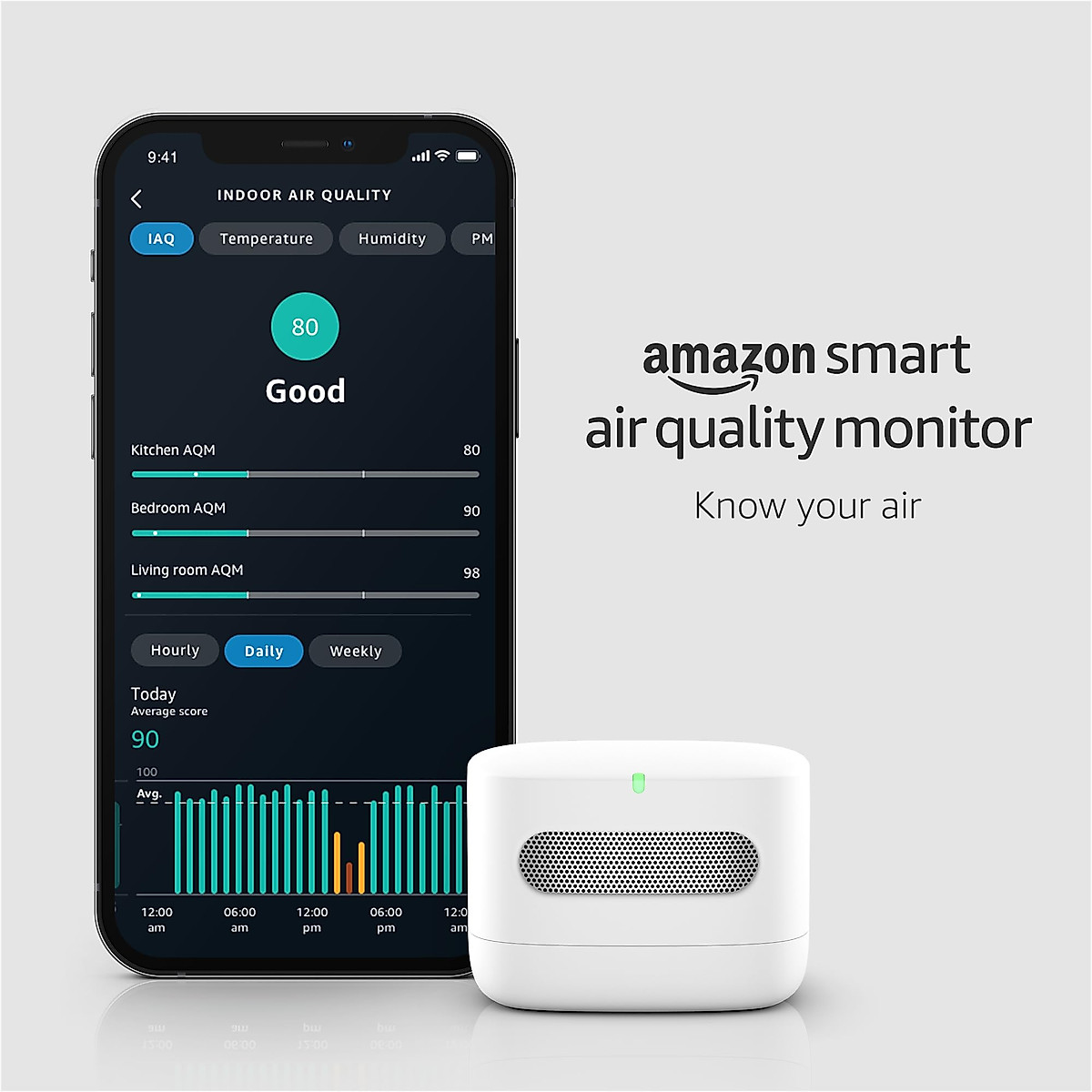Amazon Smart Air Quality Monitor – Know your air, Works with Alexa– A Certified for Humans Device