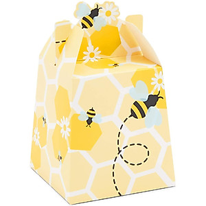 Paper Treat Boxes for Bee Party Favors (3.5 x 3.5 x 5.5 in, 50 Pack)