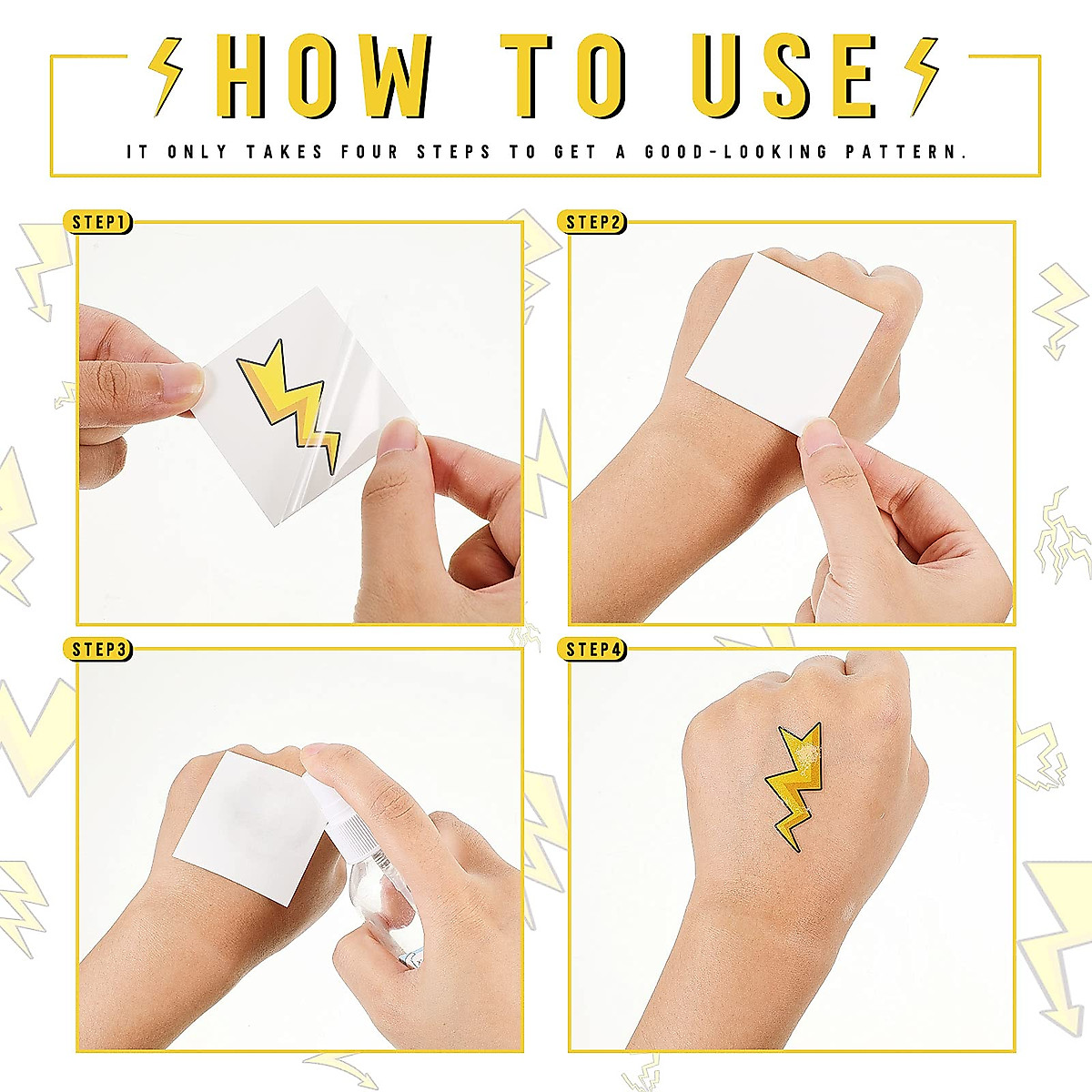 144 Pieces Lighting Bolt Tattoos Lightning Bolt Stickers Lightning Bolt Hand Temporary Tattoos Accessories Apparel Accessories for Birthday Party Favor Decorations,9 Styles