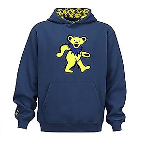 SEC.119 Grateful Dead Dancing Bear Men Classic Hoodie | Medium-Weight Fabric Hooded Sweatshirt | Navy | Officially Licensed Apparel | Extra Large