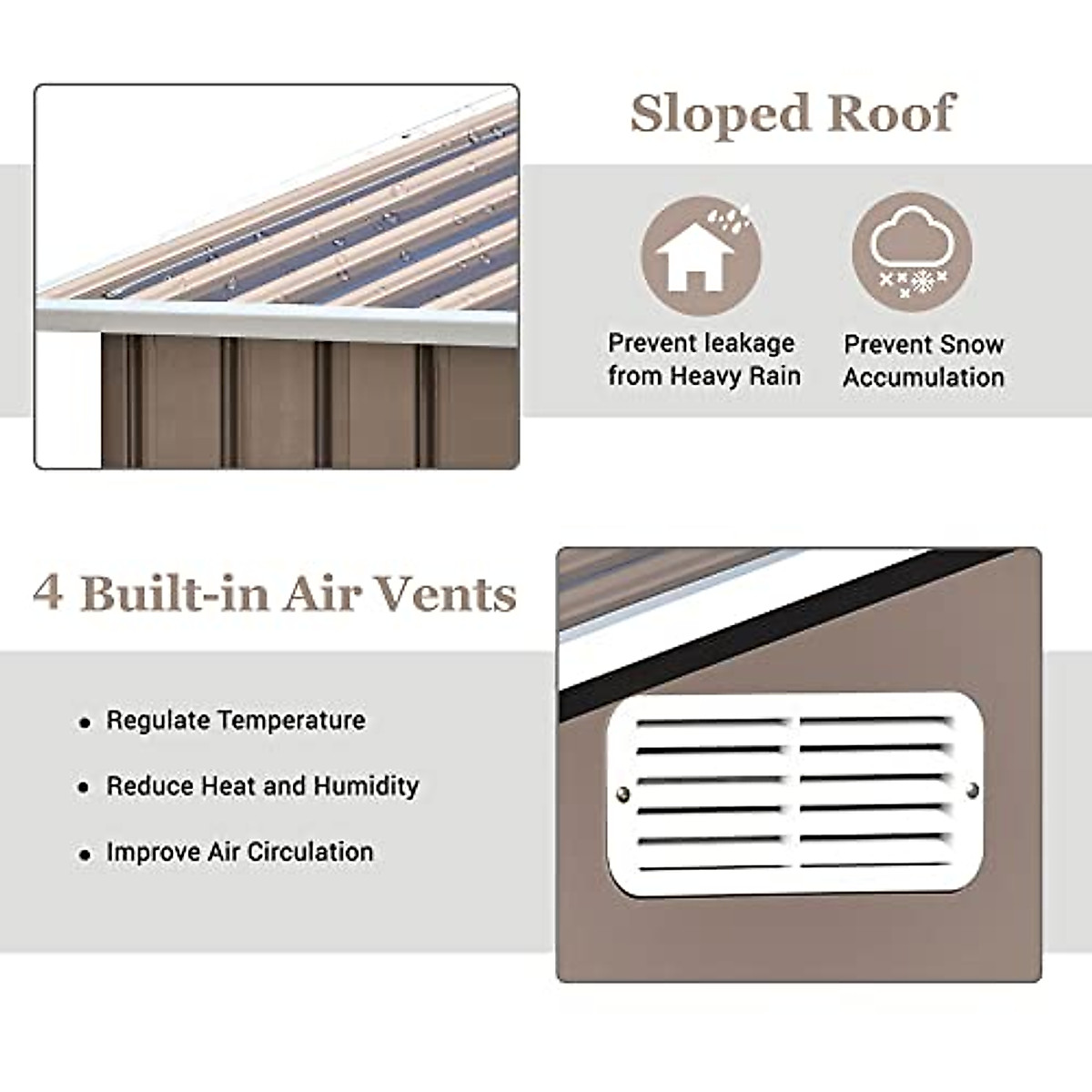 Morhome 6FTx4 FT Patio Bike Shed Garden Shed, Metal Storage Shed with Lockable Door, Tool Cabinet with Vents and Foundation for Backyard, Lawn, Garden