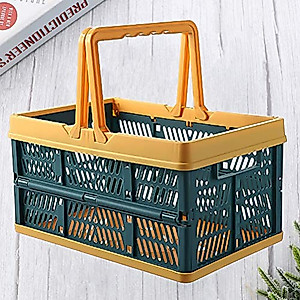DXBO Collapsible Storage Baskets Grocery Baskets Folding Stackable Storage Containers s with Handles Car Kitchen Sundries Organizer Green (Color : Green)