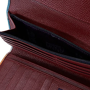 Anna by Anuschka Women's Hand Painted Genuine Leather Multi Pocket Wallet - Dragonfly Glass Painting