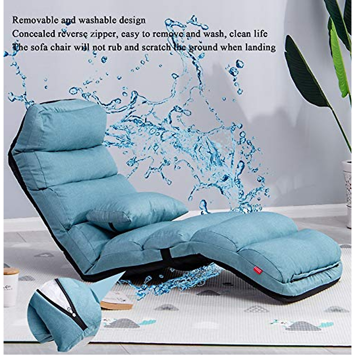 FBKPHSS Multifunctional Lazy Sofa, Adjustable Folding Lazy Sofa Chair Washable Comfortable Floor Lazy Sofa Tatami with Backrest for Bedroom Living Room,Rose red,80.7"*20.8"*7"
