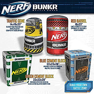 NERF Bunkr BattleZone Competition Pack of 4 Inflatable Crate and Barrel Shields - Barricades for Nerf Party and Nerf War