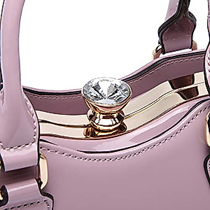 LA TERRE Patent Faux Leather Handbags for Women Top Handle Evening Satchel Bag Shoulder Bag Tote Purse