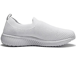 LANCROP Women's Walking Nurse Shoes - Mesh Slip on Comfortable Sneakers 12 US, Label 44 All White
