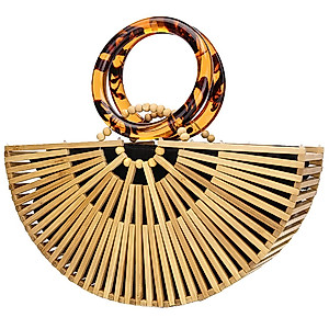 Bamboo Purse for Women Top Handle Bag Tote Bag with Inner Bag Satchel Hobo Bag Purses Gift for Women