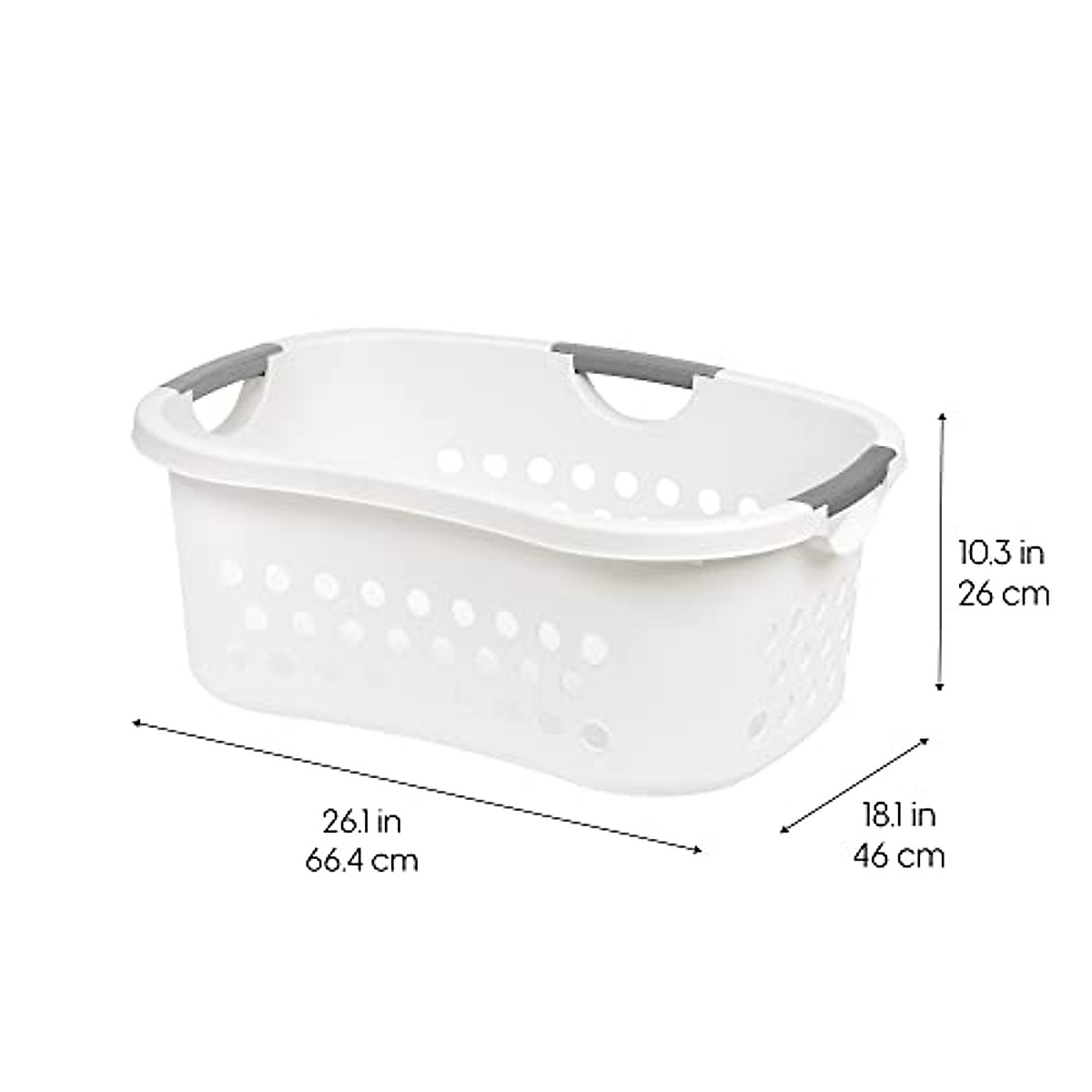 IRIS USA 48L Plastic Hip Hold Laundry Basket Hamper Organizer with Built-In Comfort Carry Handles, 1.3 Bushel, for Closet, Dorm, Laundry Room, Bedroom, Nestable, Ventilation Hole, 3 Pack, Large, White