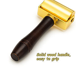 OSSIJAY Leather Press Edge Roller, Wooden Handle Leather Rolling Craft Roller, Leather Edge Creaser, Seam Roller for Leather, Leather Craft Laminating Tool for Leather Craft (1in)