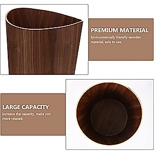 Cabilock Bamboo Wooden Wastebasket Trash Can Vintage Retro Wood Garbage Bin Container Farmhouse Style Trash Can for Home Office