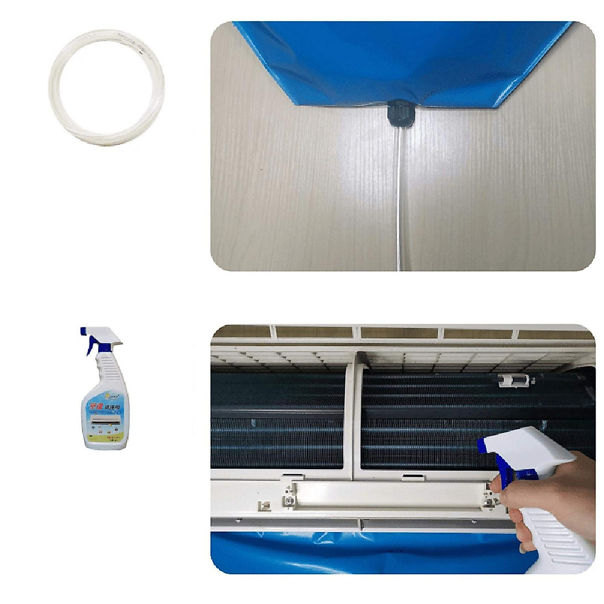 Air Conditioner Cleaning Cover, Waterproof Air Conditioner Cleaning Dust Protection Cover Bag with Water Pipe, Double-Sided Waterproof Oxford Fabric for Air Conditioners Below 1.5P