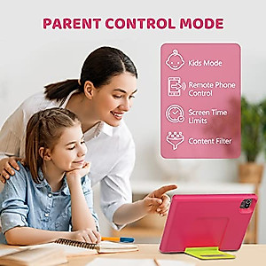 Cheerjoy Kids Tablet 10 inch, Android 12 Tablet for Kids with Parent Control, Kidoz Pre-Installed, 2GB+32GB, 6000mAh Dual Camera WiFi Bluetooth Tablet, Children Tablet with Shock-Proof Case (Pink)