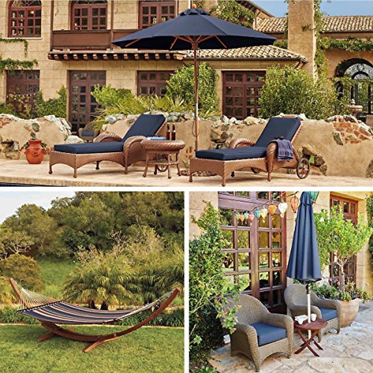 Classic Accessories Montlake FadeSafe Water-Resistant 23 x 20 x 4 Inch Patio Lounge Back Cushion, Heather Indigo Blue, Outdoor Loveseat Cushions