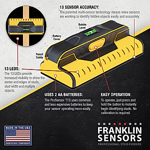 Franklin Sensors FST1302 ProSensor T13 Professional Stud Finder with 13-Sensors for The Highest Accuracy Detects Wood & Metal Studs, High Accuracy with High Speed