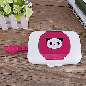 Fdit Wet Wipes Storage Box,Baby Outdoor Travel Stroller Wet Wipes Box Refillable Container for Car Bathroom Living Room(White + Rose)